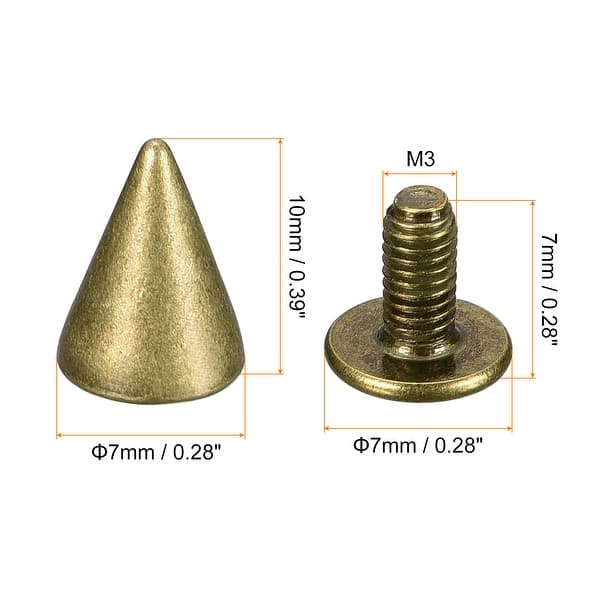 50 Sets Cone Spikes Studs, 7x10mm Studs and Spike Screw Back Rivet ...
