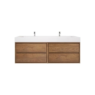Victoria 60" Wall Mounted Vanity with Double Acrylic Sink (60DD) - Bed ...