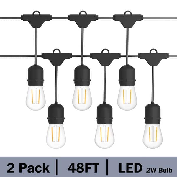 48FT Outdoor String Lights Commercial Grade Waterproof Lights - Bed ...