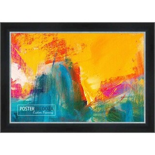 28x18 Contemporary Black Complete Wood Picture Frame with UV Acrylic ...
