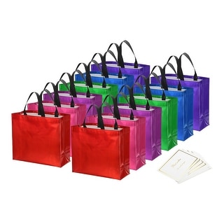Gift Bags with Cards, 12 Set 13" Reusable Non-Woven Gift Goodie Bags ...