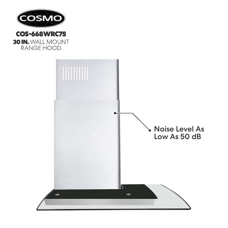 Cosmo 30 in. Ducted Wall Mount Range Hood in Stainless Steel with Push ...