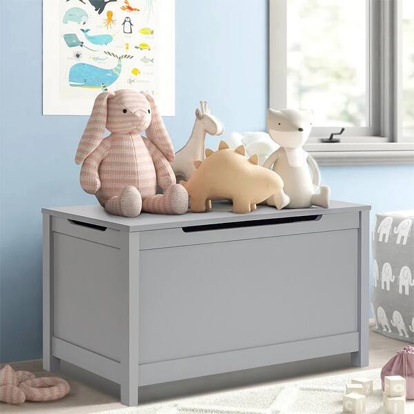 Toy Box Toy Storage Chest Bench with Safety Hinged Lid for Ages 3 ...