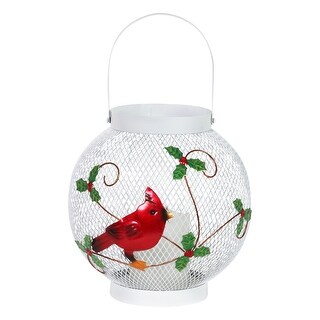 Exhart Christmas Cardinal Lantern with LED Candle on a Battery Powered ...