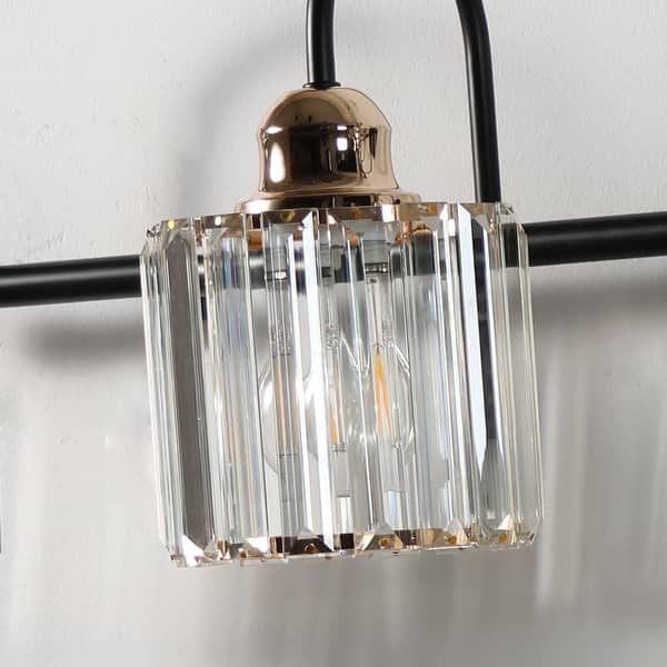 ExBrite Modern Rose Gold Dimmable Bathroom Crystal Vanity Lights - Bed ...