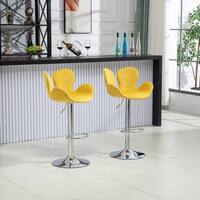 2pcs Swivel Bar Stools Adjustable Counter Height Yellow Bar Chairs ...