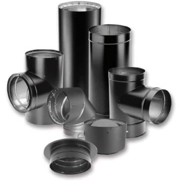 DuraVent DuraBlack 6" Stainless Steel Single Wall 45 Degree Elbow Stove ...