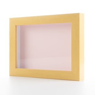 Natural 5x7 Wood Shadow Box with Pink Acid-Free Backing - With 5/8 ...