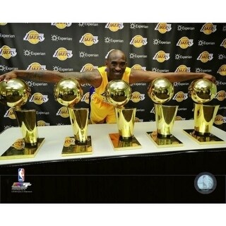 Kobe Bryant With His 5 Nba Championship Trophies Photo Print - Bed Bath ...