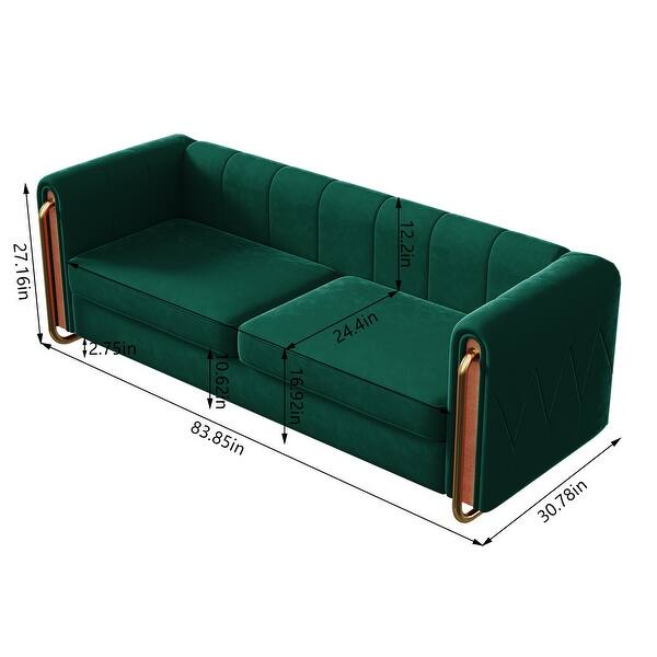 Modern Channel Tufted Velvet Sofa with Piped Legs - Bed Bath & Beyond ...