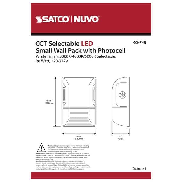 LED Small Wall Pack 20W CCT Selectable 3K/4K/5K White Finish 100-277V ...