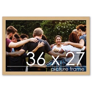 36x27 Traditional Natural Complete Wood Picture Frame with UV Acrylic ...