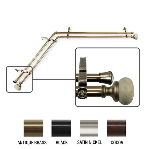 InStyleDesign Alf Corner Window Double Curtain Rod 13/16 inch dia ...