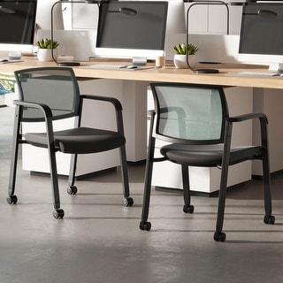 Set of 2/4 Rolling Conference Room Chairs Stackable Office Mesh Chairs ...