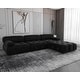 Black Modular Sectional Sofa Velvet Upholstered Sofa - Bed Bath ...