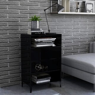 Nightstand Sideboard, Chipboard High Gloss Black - Bed Bath & Beyond ...