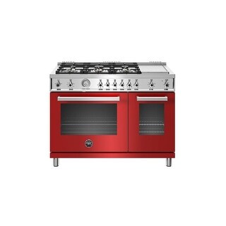 48in Professional - Gas Oven - 6 brass burners+griddle - Red - 48 - Bed ...