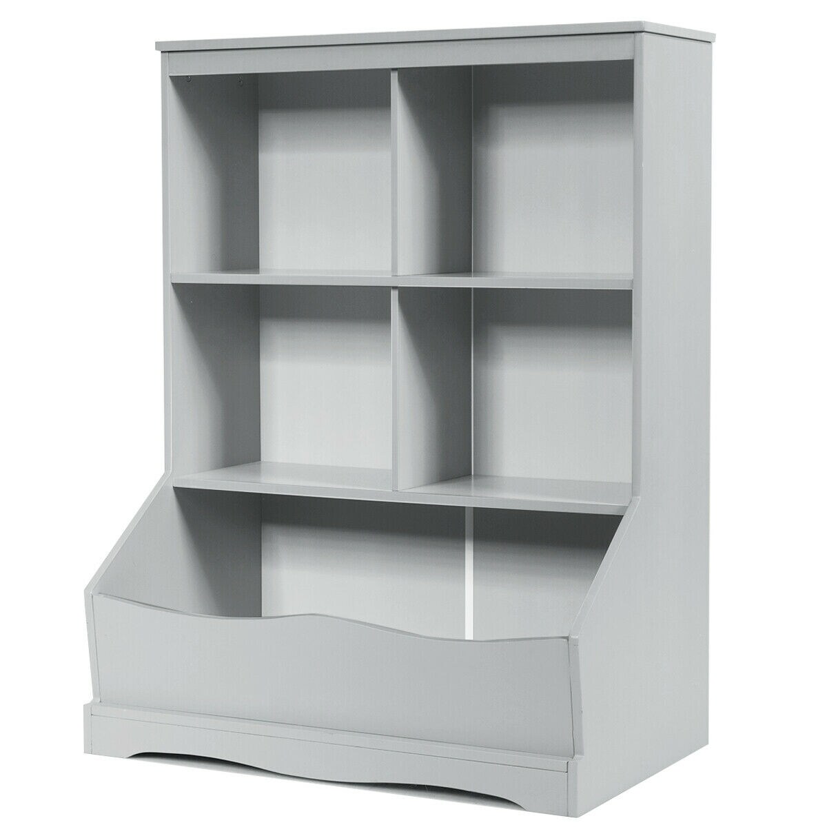 Bookshelf with toy bin store