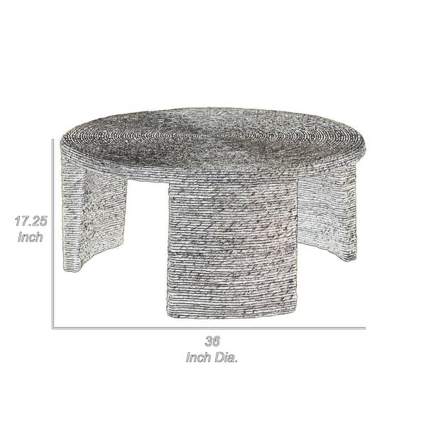 Asha 36 Inch Coffee Table, Round Shaped Top with Natural Rattan ...