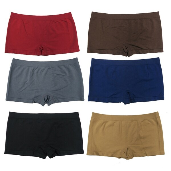 Shop Women 6 Pack Seamless Assorted Solid Color Plain Boyshorts Panties ...
