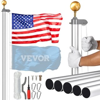 Flag pole Kit, Heavy Duty Aluminum Alloy in Ground Flag poles for ...