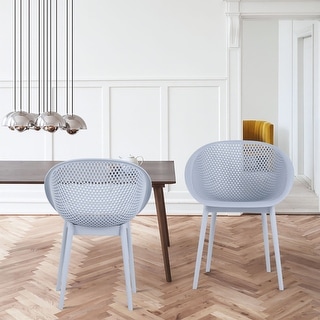 Modern Set of 2 PP Plastic Waiting Room Reception Chairs Dining Chairs ...
