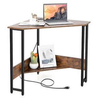 Costway Triangle Computer Desk Corner Office Desk Laptop Table w/ - Bed ...