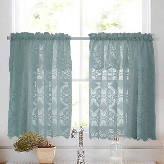 Lace Flower Window Balcony Short Curtain Gauze Kitchen Valance Drape ...