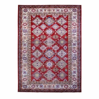 Hand Knotted Red Tribal & Geometric with Wool Oriental Rug (7' x 9'9 ...