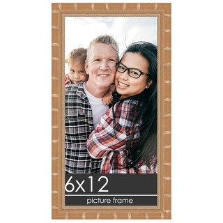 6x12 Bamboo Gold Complete Wood Picture Frame with UV Acrylic, Foam ...