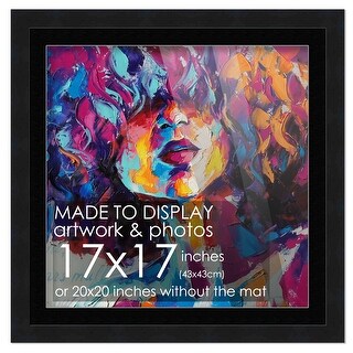 17x17 Frame Black Matted for 17x17 Picture or 20x20 Art Poster Without ...