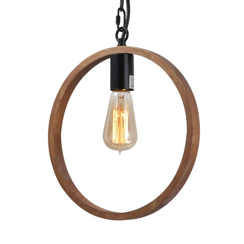 Anmytek Farmhouse 1 Light Orb Wood Island Pendant Lights For Dining