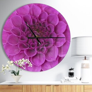 Designart 'Large Purple Flower and Petals' Oversized Floral Wall CLock ...
