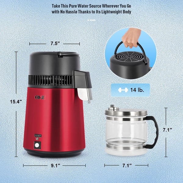 CO-Z 1.1 Gallon Countertop Water Distiller 750W Distilled Water Machine ...
