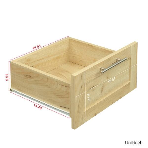 Clihome 40in. Wooden High Wardrobe with 2 Drawers and 5 Storage Spaces ...