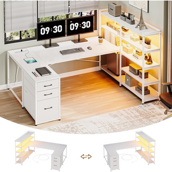 L Shaped Desk U Shaped Office Desk Gaming Desk 3 Drawers Shelves On Sale Bed Bath Beyond 40160053