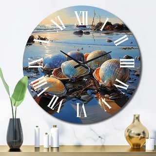 Designart "Clam Twilight Treasures" Animals Oversized Wall Clock - Bed ...