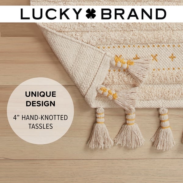 Lucky Brand Overtufted Cotton Fringe Boho Bathroom and Home Decor Bath ...