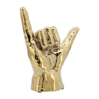 7" Hang Loose Signal Hand Statue Decor Contemporary Metallic Gold ...