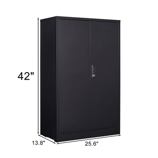 Metal Storage Cabinet with Locking Doors and Adjustable Shelf Folding ...
