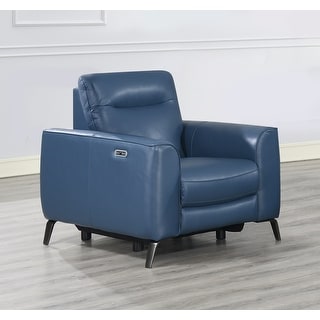 Steve Silver Top Grain Leather Ocean Blue Power Reclining Chair - Bed ...