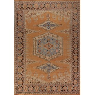 Orange Geometric Viss Indian Large Rug Hand-Knotted Wool Carpet - 9'8"x ...