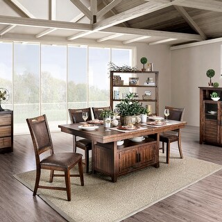 Rainier Rustic Walnut Wood 5-Piece Nailhead Dining Set by Furniture of ...