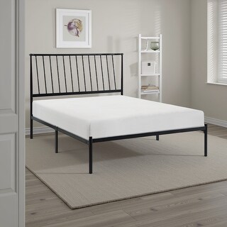 Angie Twin Size Platform Metal Bed, Subtly Angled Slats on Headboard ...