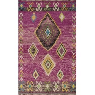 Purple Moroccan Oriental Area Rug Handmade Wool Carpet - 6'0" x 9'9 ...