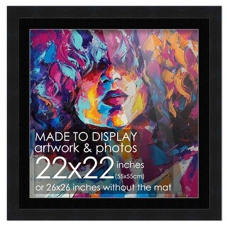 22x22 Frame Black Matted for 22x22 Picture or 26x26 Art Poster Without ...