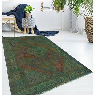 Noori Rug Vintage Distressed Ilyas Green/Rust Rug - 3'10" x 6'6" - Bed ...