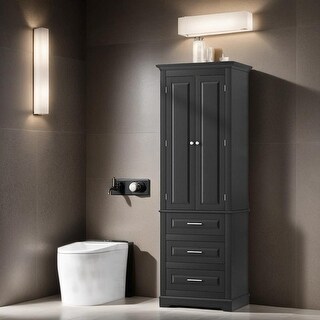 Rectangle Tall Storage Cabinet with Three Drawers and Adjustable Shelf ...