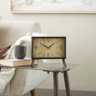 Black Metal Rectangular Decorative Clock with Tea Stained Clock Face ...