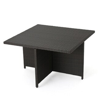 Dark Brown Rattan Outdoor Dining Table (Table Only) - Bed Bath & Beyond ...